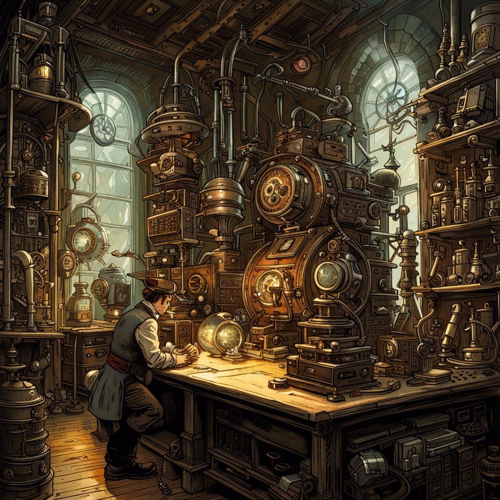 Steampunk Laboratory - AI Generated Artwork - NightCafe Creator