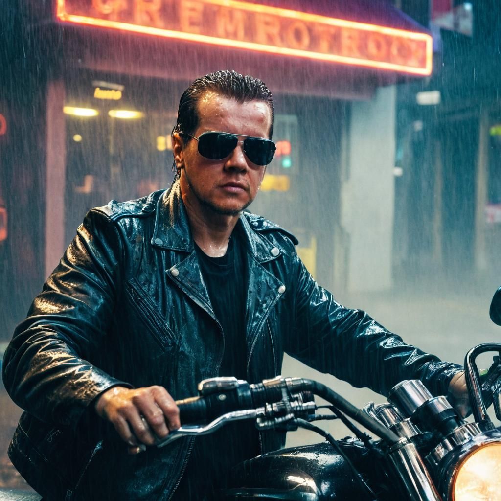 portrait of as Terminator in Terminator 2 movie.