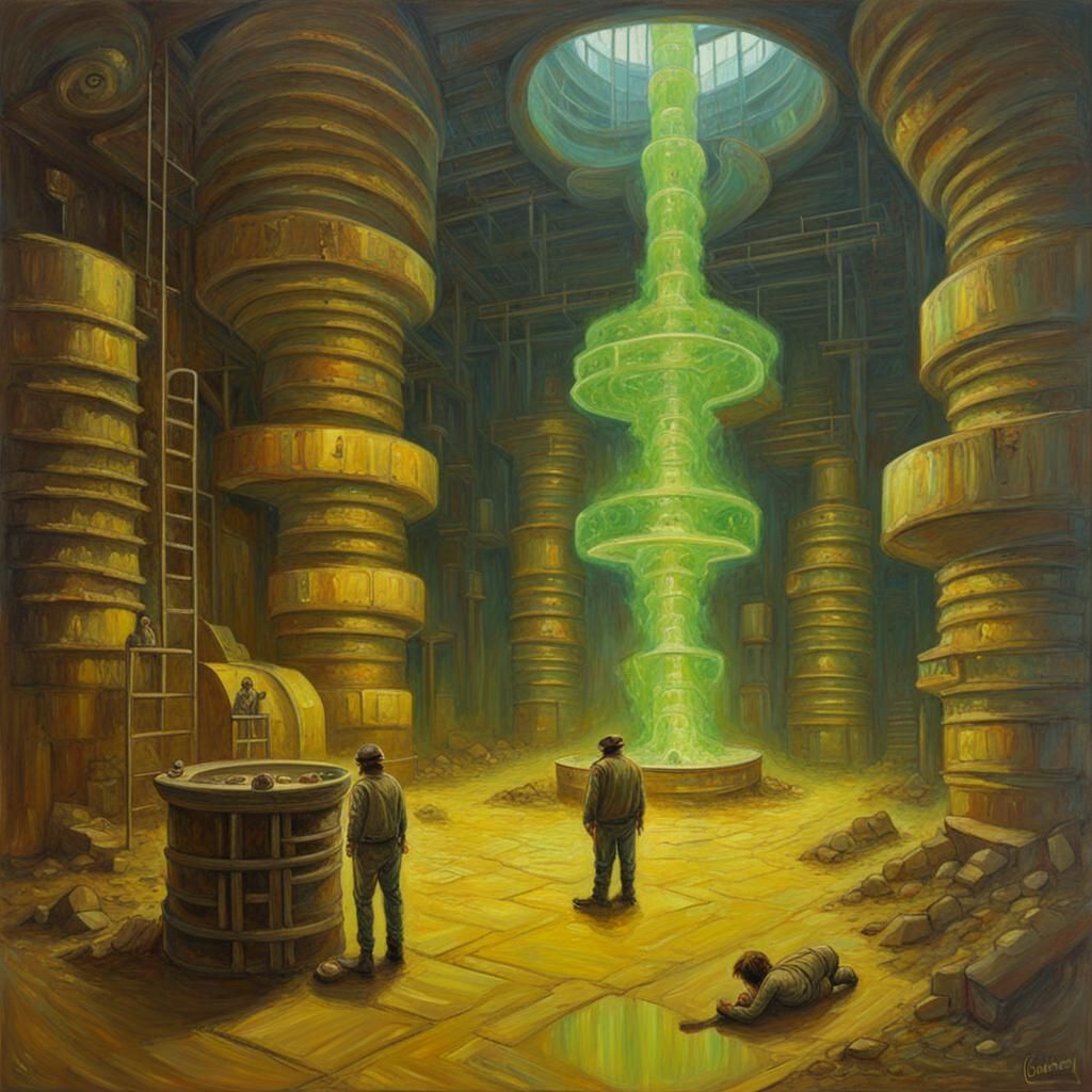 Labyrinth of Uranium - Uranium Labyrinth: Oil Painting by Gu...