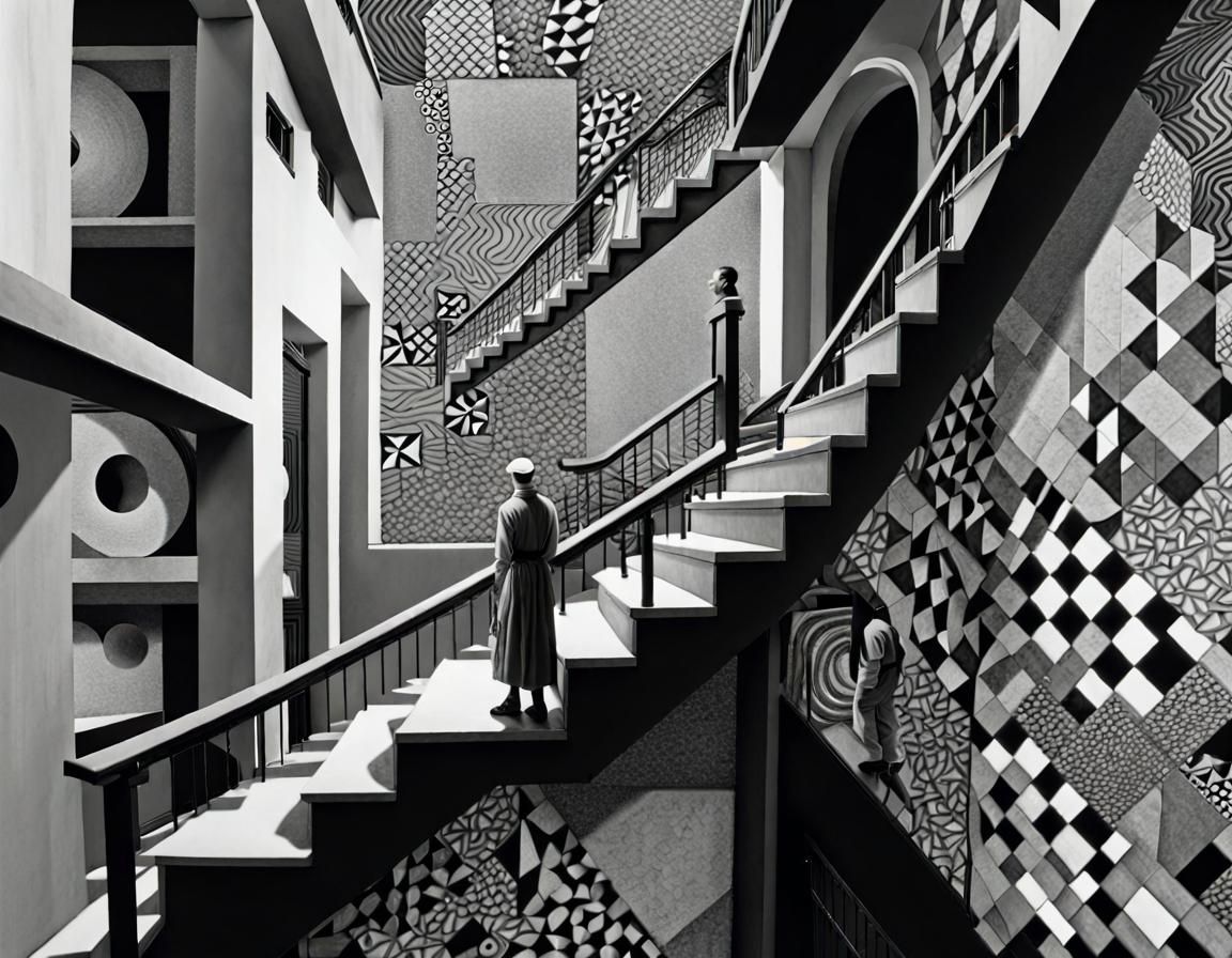 M. C. Escher Escher Escher Escher and klimt missmatched staircase ...