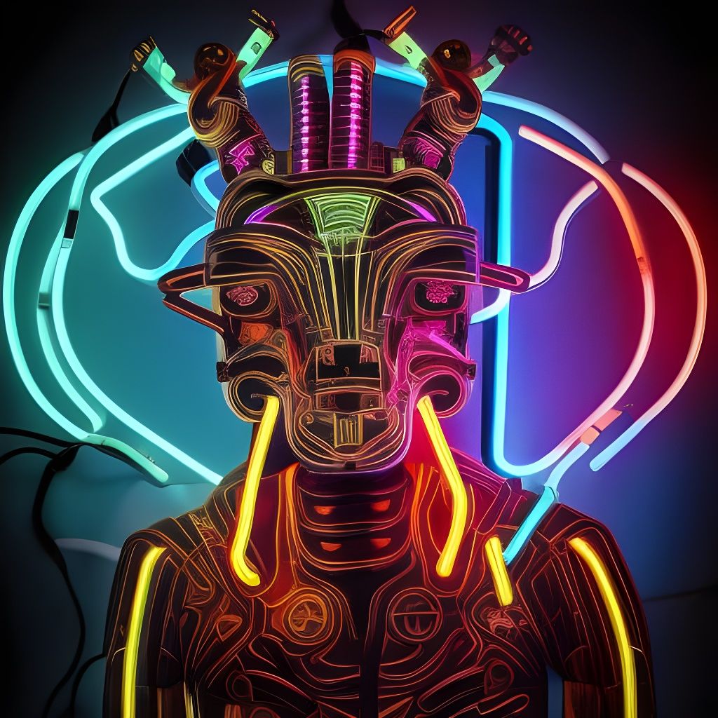 A stylized, futuristic depiction of a Cyborg Minotaur, with a sleek ...