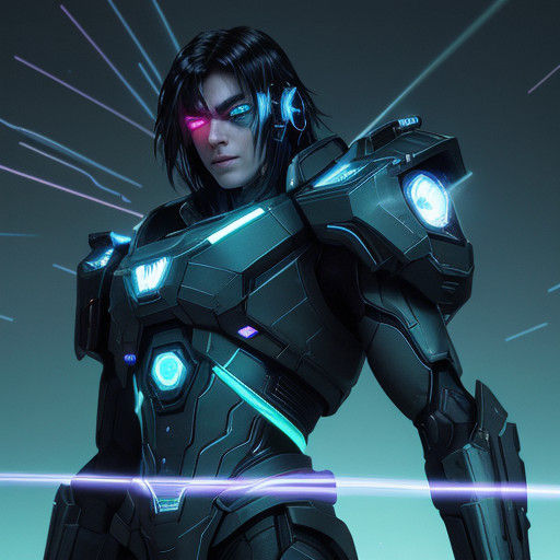 "Design an ultra-futuristic and glowing Tron-inspired robot named ...