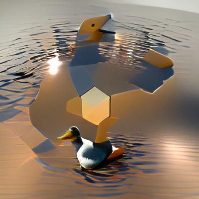 raytraced geometric duck on a reflective pond - AI Generated Artwork ...