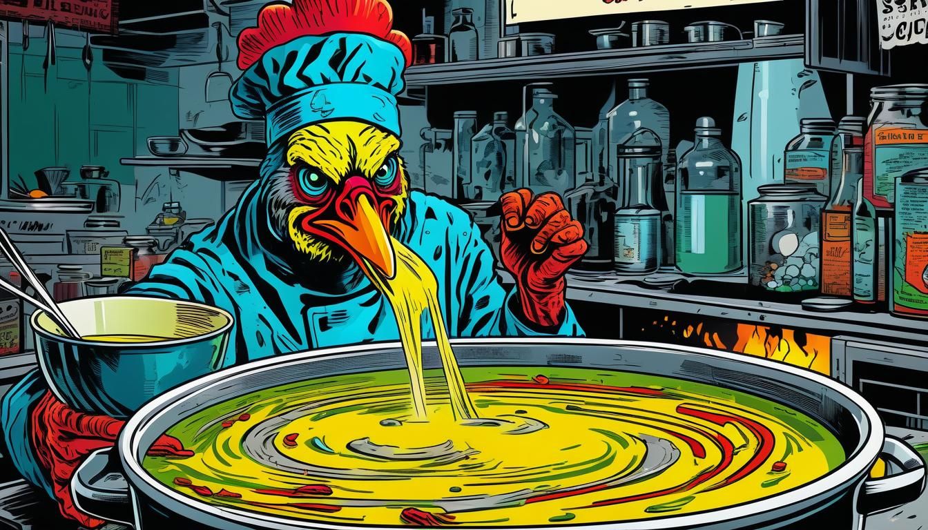 Making Chicken Puke Soup - AI Generated Artwork - NightCafe Creator