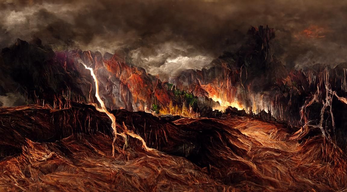 Thunder causing cracked earth and wildfires : r/nightcafe