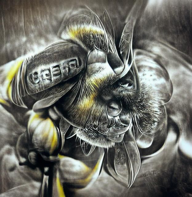 Bee by Greg Rutkowski hyperdetailed charcoal drawing - AI Generated ...