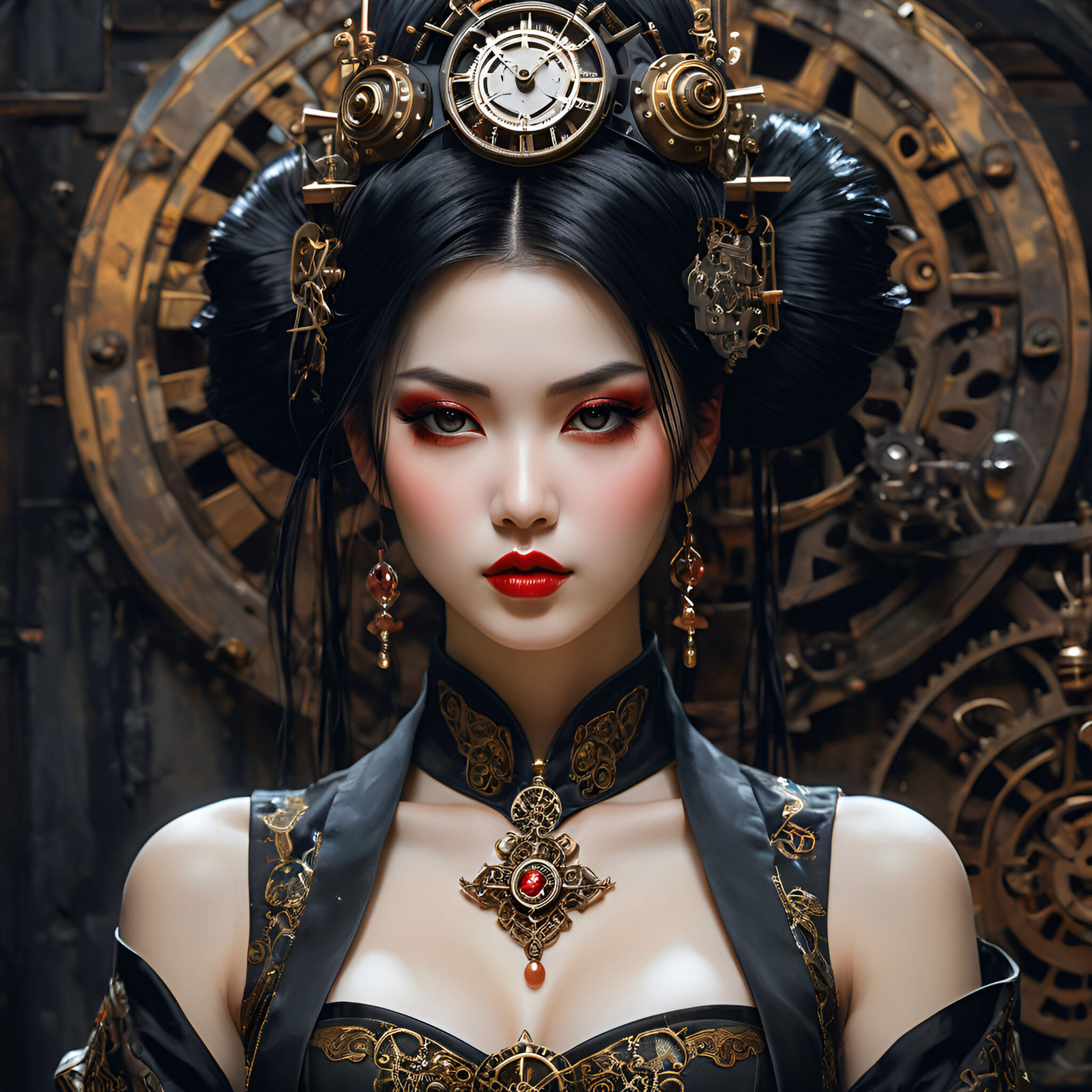 Steampunk geisha - AI Generated Artwork - NightCafe Creator