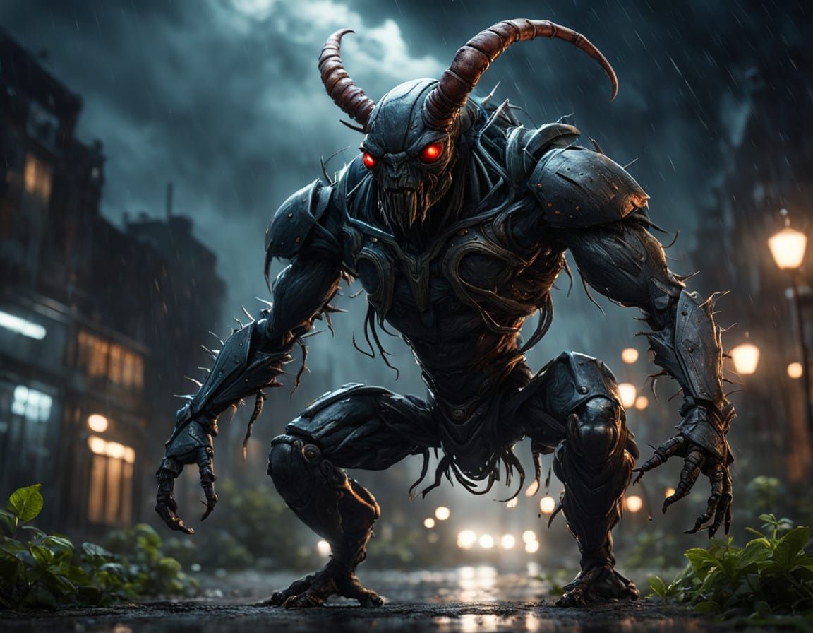 Surreal Horror Beetle Creature in Dynamic Midnight... - AI Art