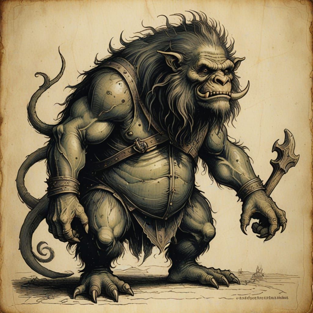 Leonardo da Vinci Style Medieval Troll Portraiture - AI Art