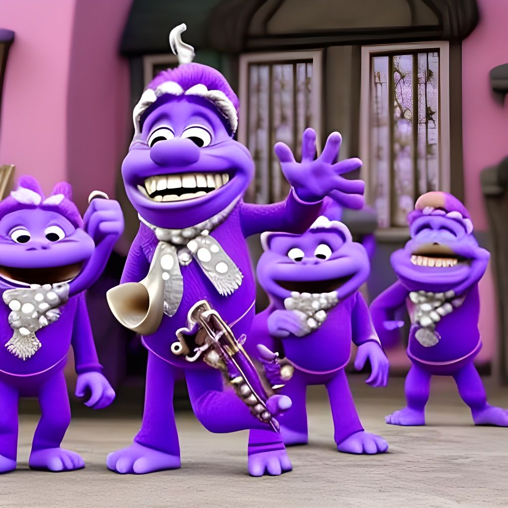 Funny Purple creatures - AI Generated Artwork - NightCafe Creator