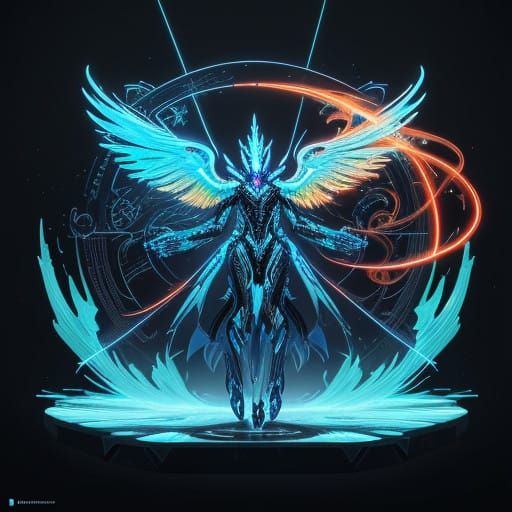 Majestic, Otherworldly Electric Phoenix Alien Asce... - AI Art