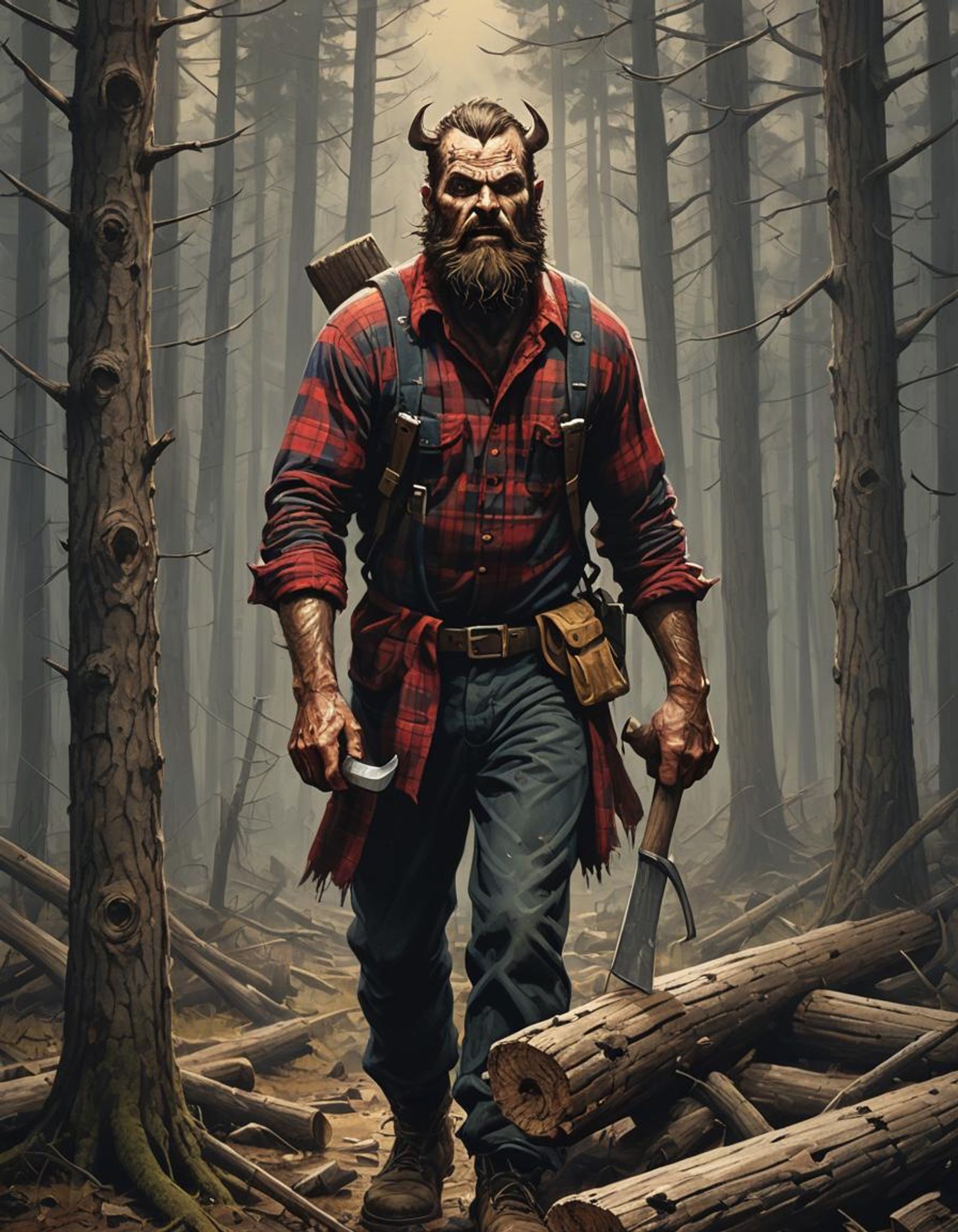 creepy horror lumberjack - AI Generated Artwork - NightCafe Creator