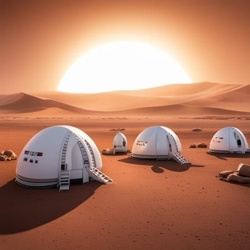 Semi sphere houses on Mars - AI Generated Artwork - NightCafe Creator
