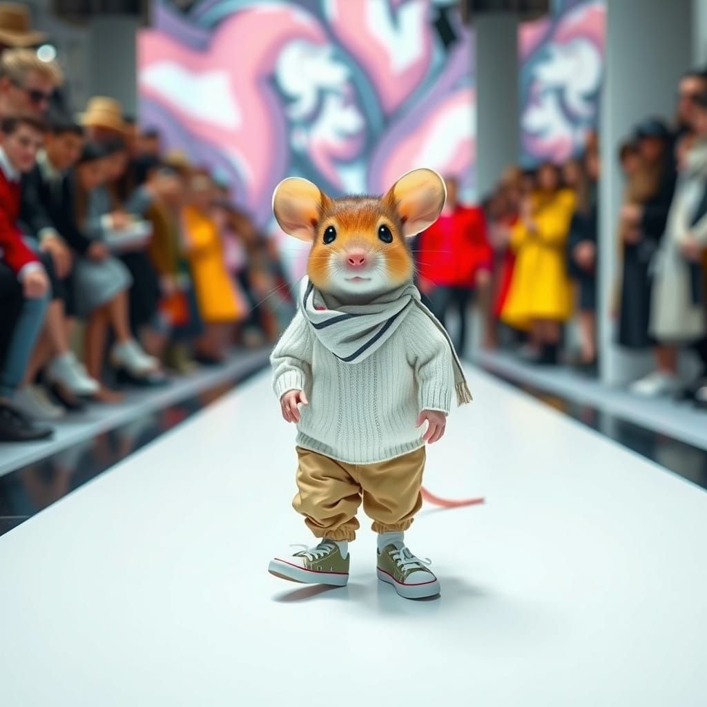 Fashion show - Mouse Struts Catwalk Fashion in Chic Sweater ...