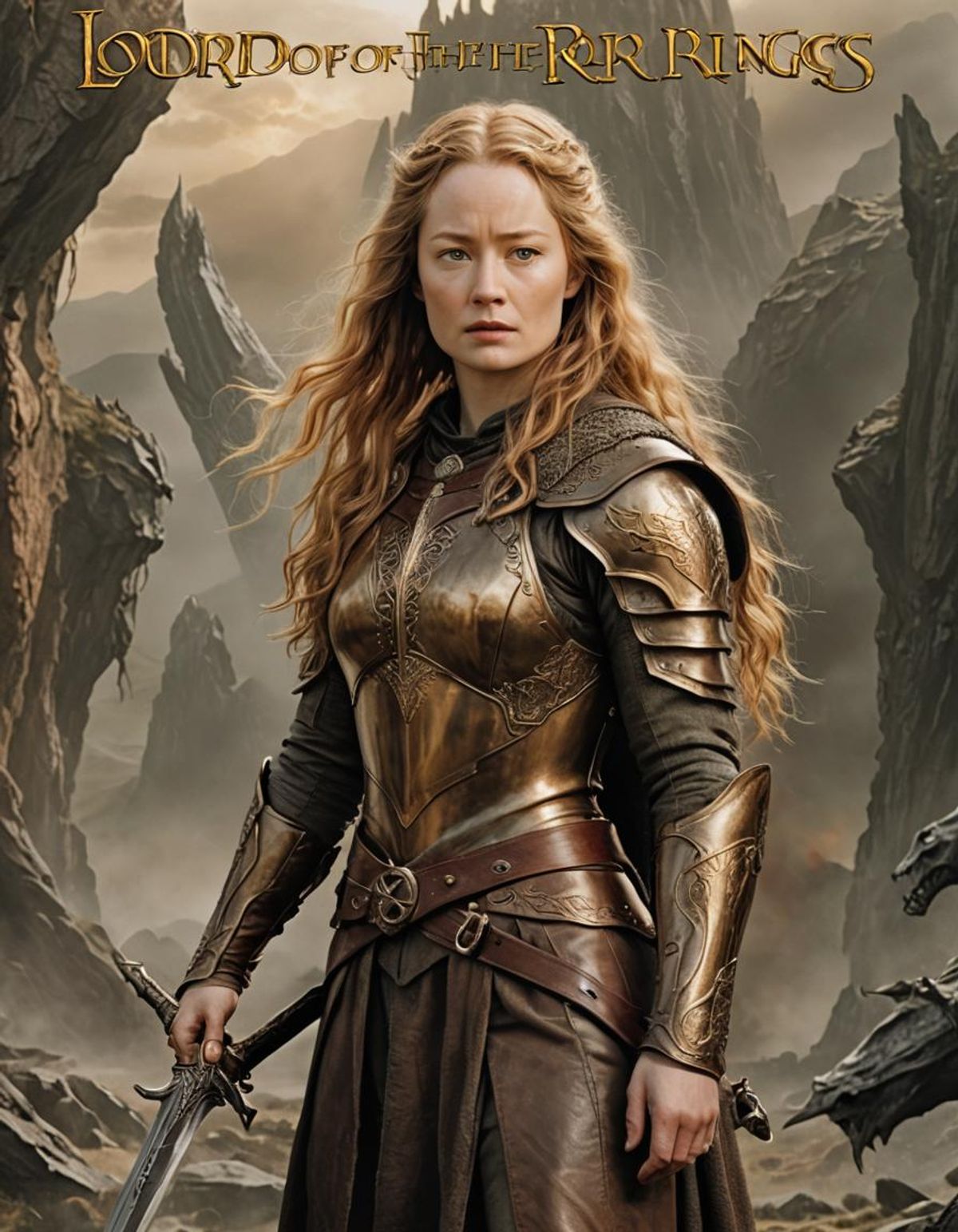 Lord of the Rings, breathtaking, Lord of the Rings magazine cover Miranda Otto as Eowyn - AI ...