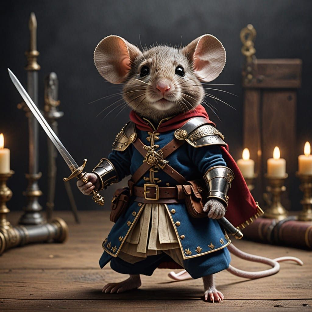 Musketeer Mouse in Swashbuckling Attire - AI Art