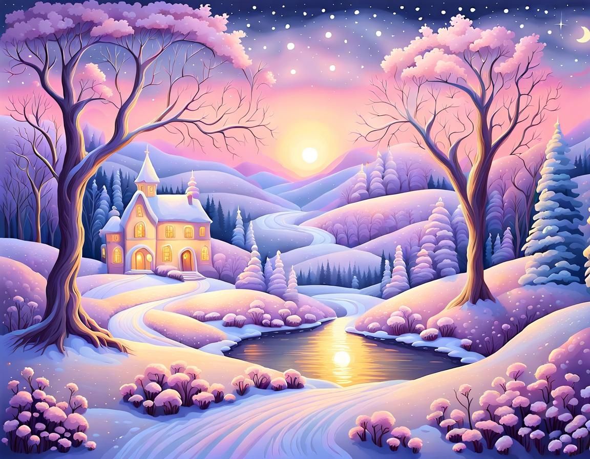 Pastel Winter Landscape 03 - AI Generated Artwork - NightCafe Creator