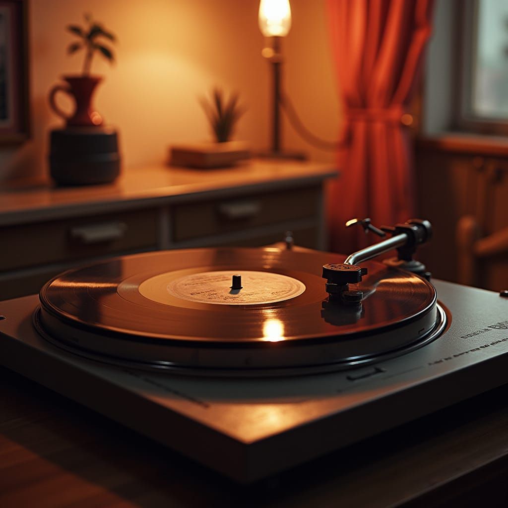 An old school record player/turntable.