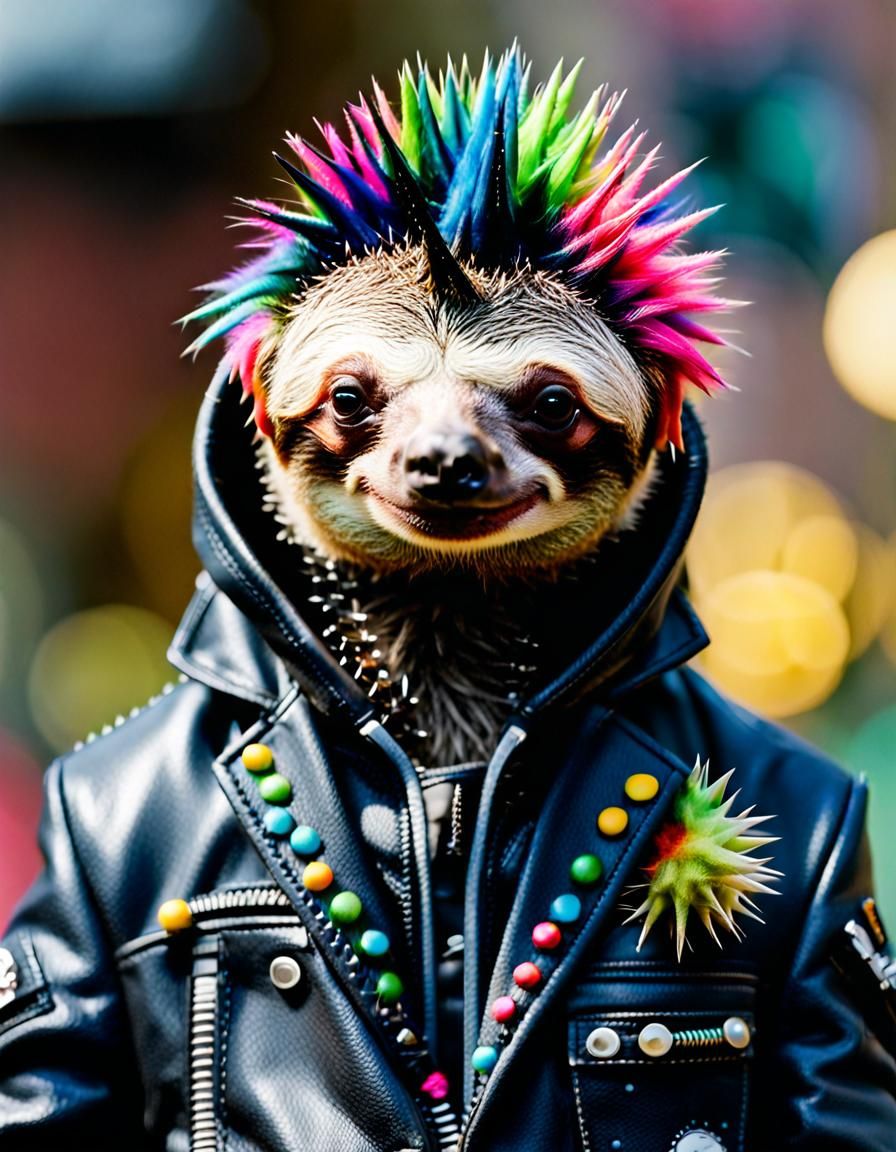 Punk Rock Sloth - AI Generated Artwork - NightCafe Creator