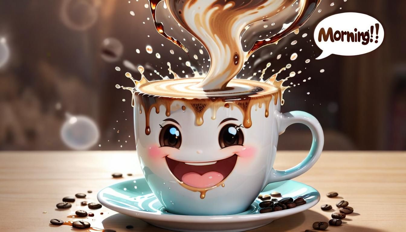 Awfully Happy Coffee Cup - AI Generated Artwork - NightCafe Creator