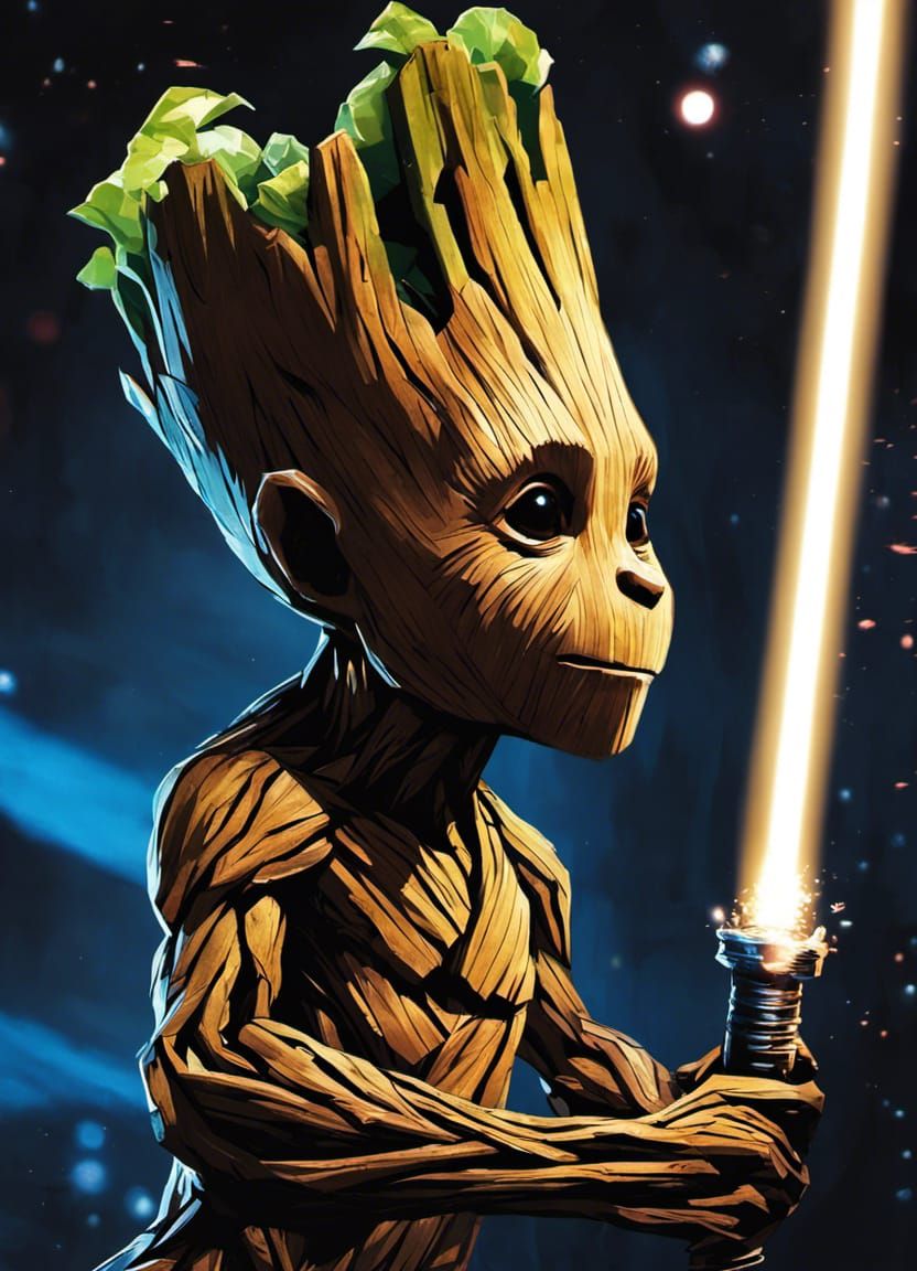 Jedi Padawan Groot - AI Generated Artwork - NightCafe Creator