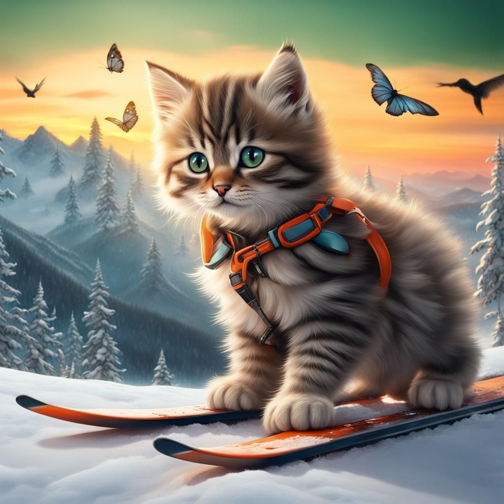 Fluffy friend doing ski - AI Generated Artwork - NightCafe Creator