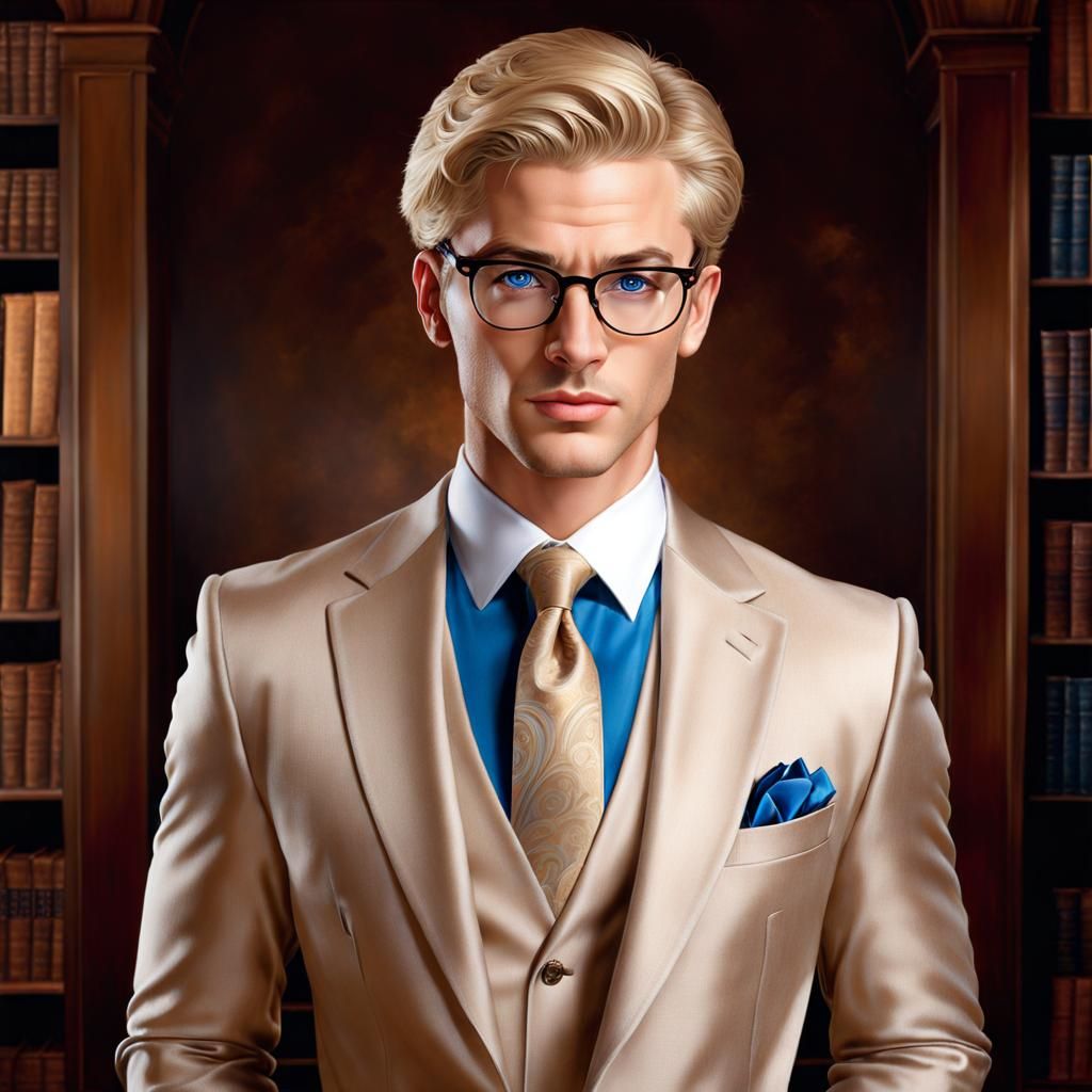 Handsome Man at the Library - AI Generated Artwork - NightCafe Creator