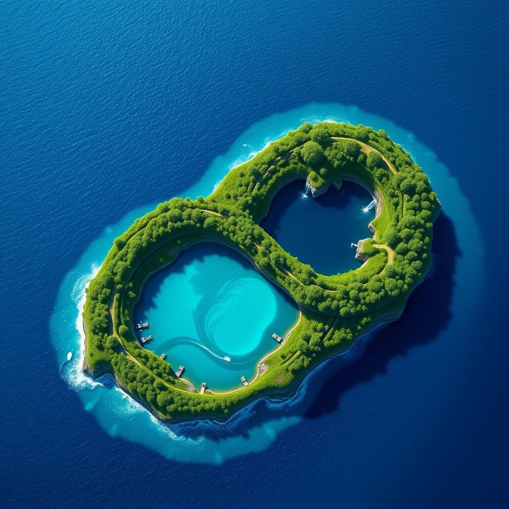 infinity lake - Infinite Lake Oasis in Vibrant Green Isla...