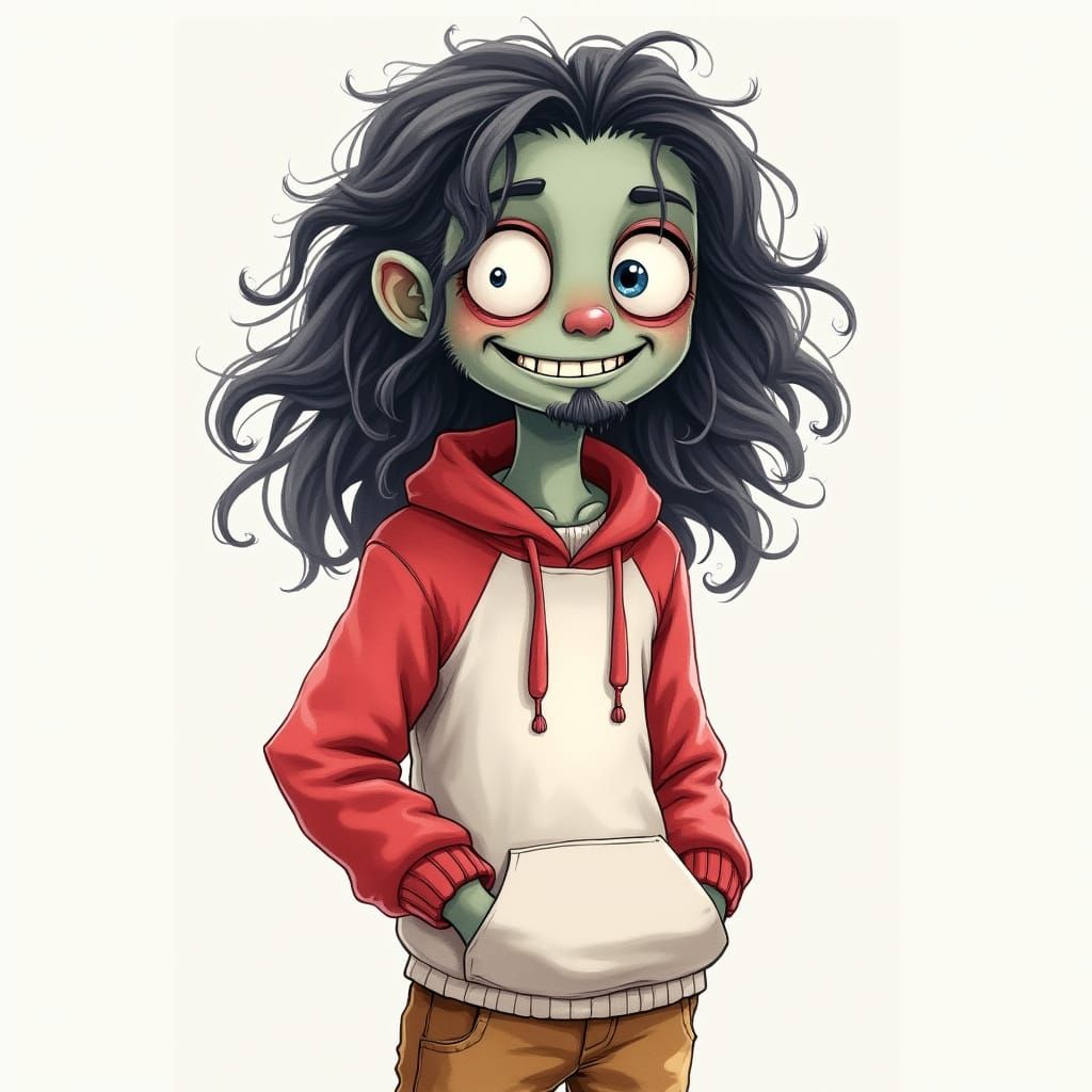 Friendly Zombie in Watercolor Portrait - AI Art