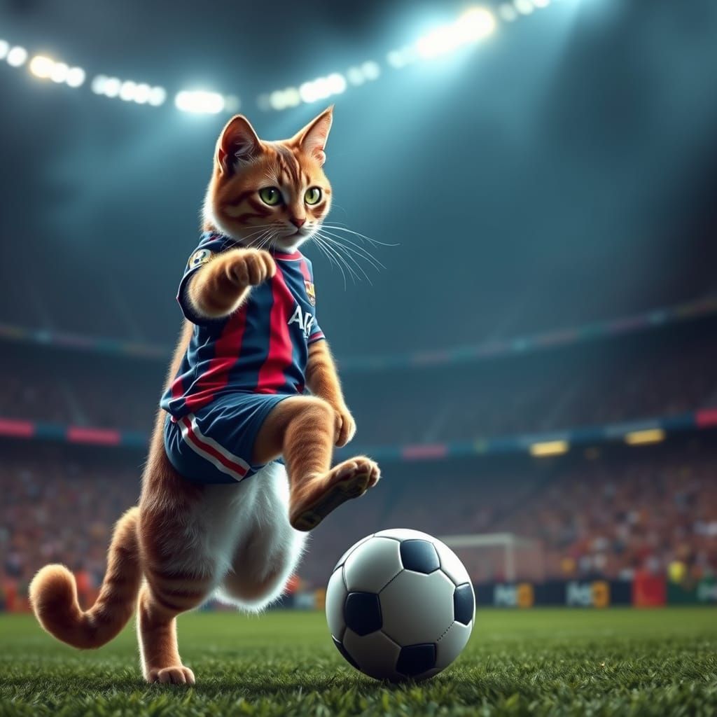 hyper realistic cat 1v1 with messi - Hyper-Realistic Cat Fac...