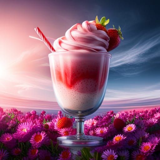 Giant Strawberry Milkshake Land - AI Generated Artwork - NightCafe Creator