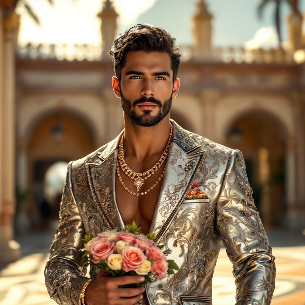 Regal Gentleman in Luxurious Setting - AI Art