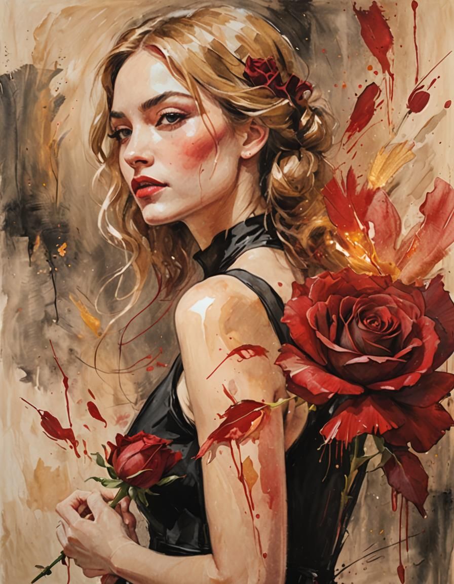 Romantic Impressionist Woman with Bold Brushstroke... - AI Art