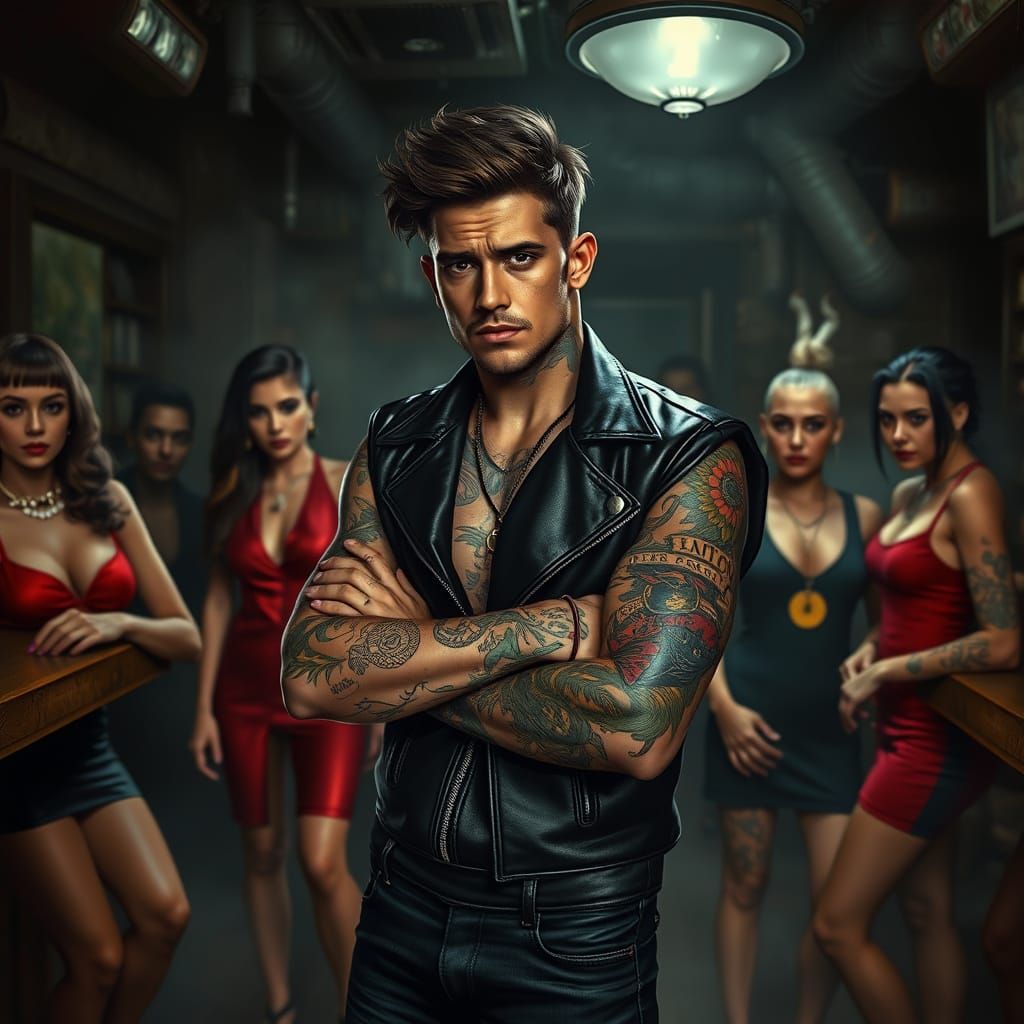 Tough Mafia Enforcer Exudes Confidence in Smoky Ba... - AI Art