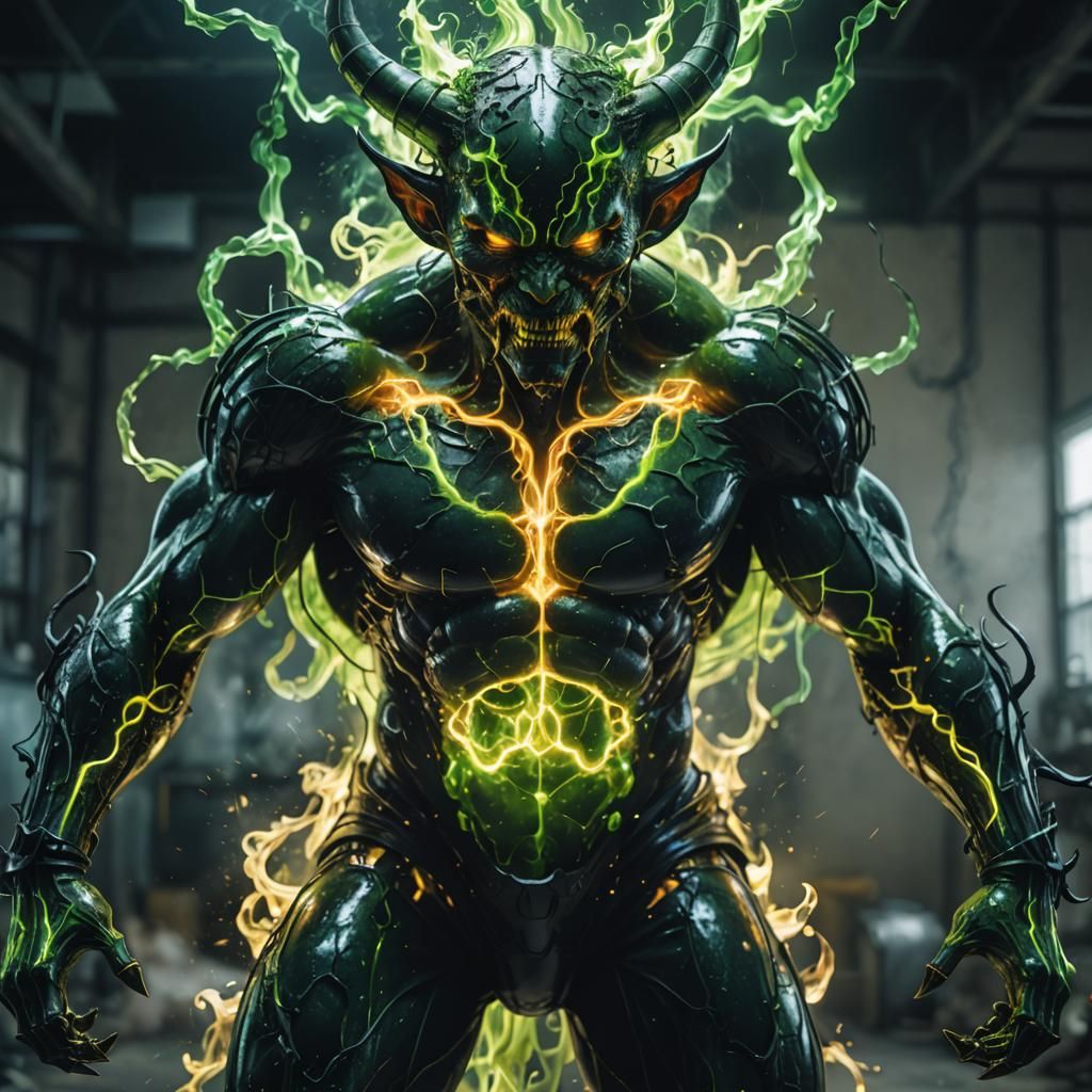 Demon (Close-Up + toxic energy) - AI Generated Artwork - NightCafe Creator