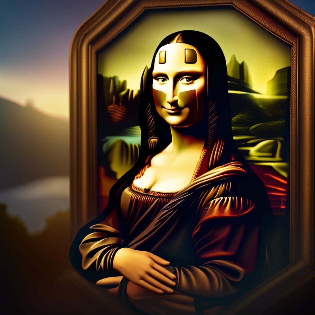 Mona Lisa face painted in 21st century - AI Generated Artwork ...