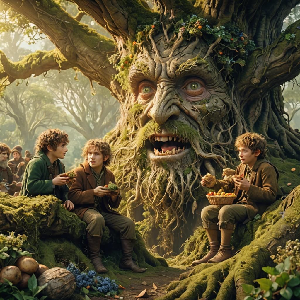 Hobbits Introduce Elevenses To Treebeard V3, by Lord Elboron - AI ...