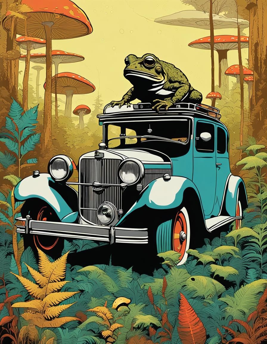 Toad on car 01 - AI Generated Artwork - NightCafe Creator