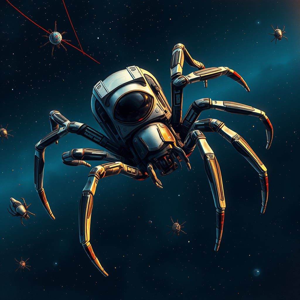 Spider 🕷️ Astronaut 🧑🏻‍🚀 - Sleek Futuristic Spider Astr...