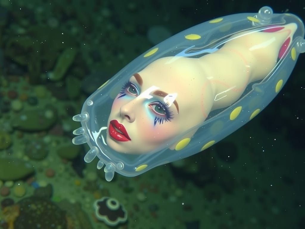 Underwater Portrait of a Sea Cucumber in Vintage M... - AI Art