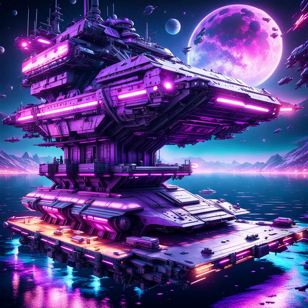 Cyberpunk Oil Rig - AI Generated Artwork - NightCafe Creator