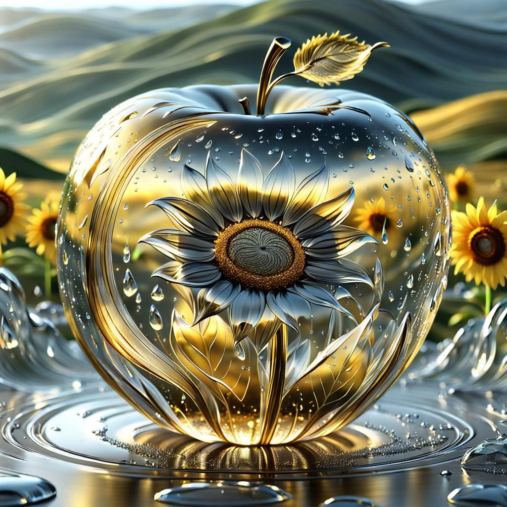 sunflower in clear apple - AI Generated Artwork - NightCafe Creator