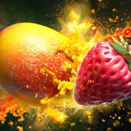 #03 - Explosion of Fruits/Foods: Mango and Strawberry - AI Generated ...