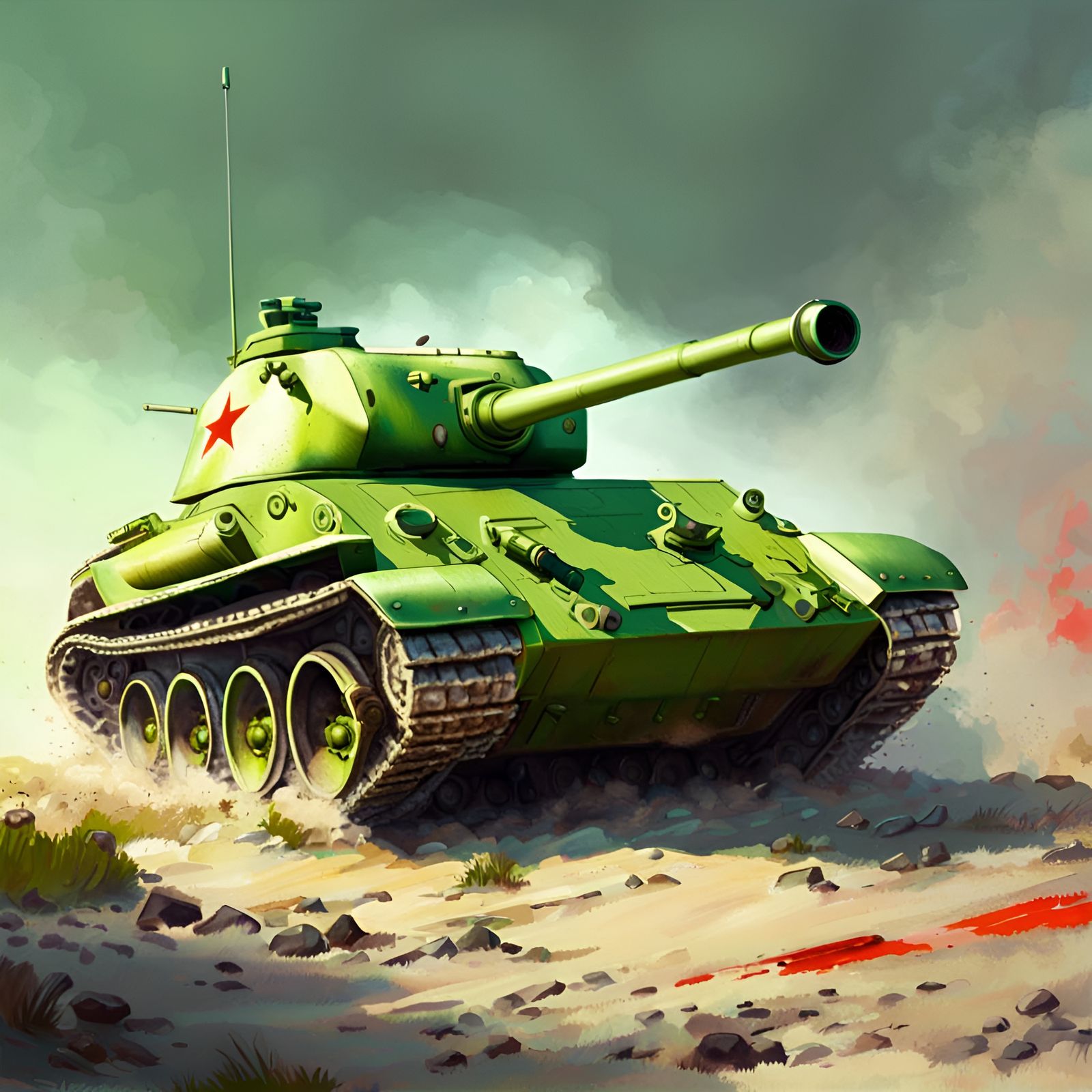 T-34 on the Battlefield - AI Generated Artwork - NightCafe Creator