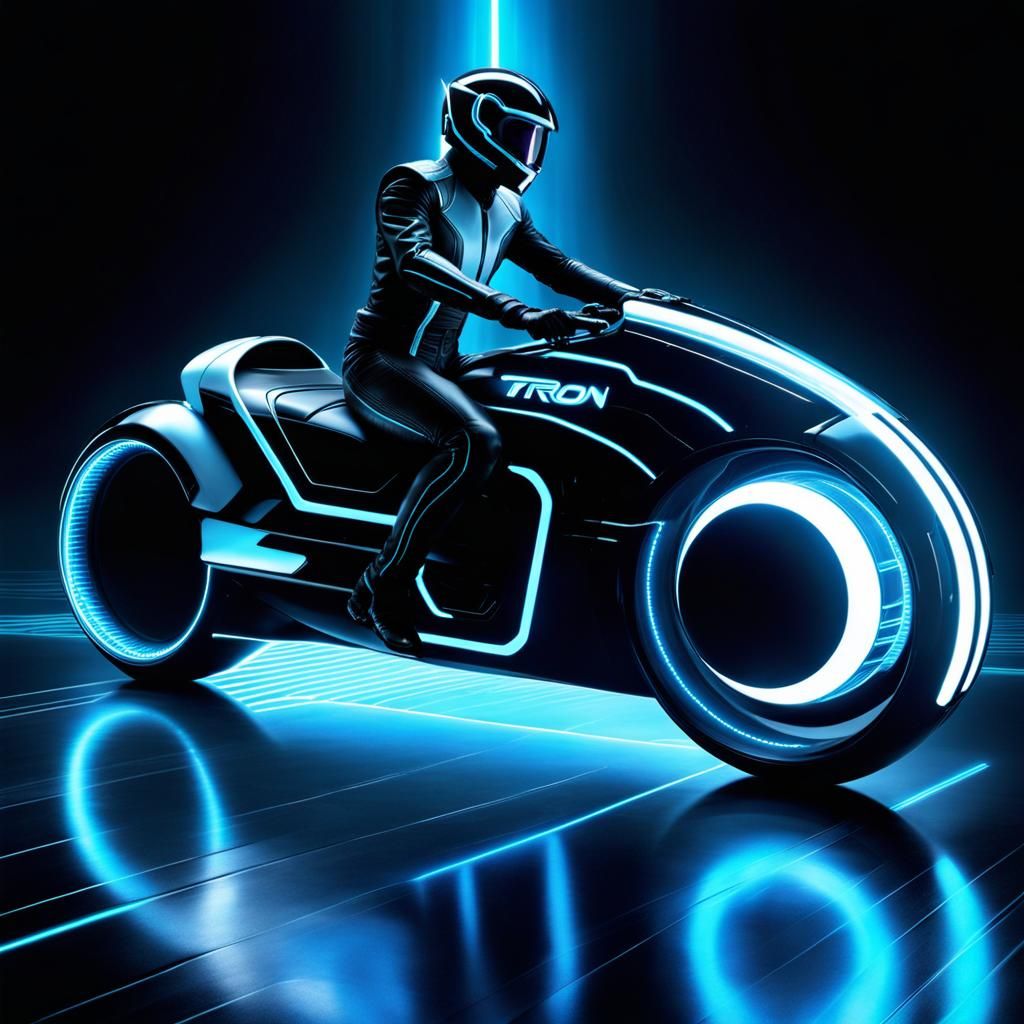 Tron Legacy style light cycle - AI Generated Artwork - NightCafe Creator