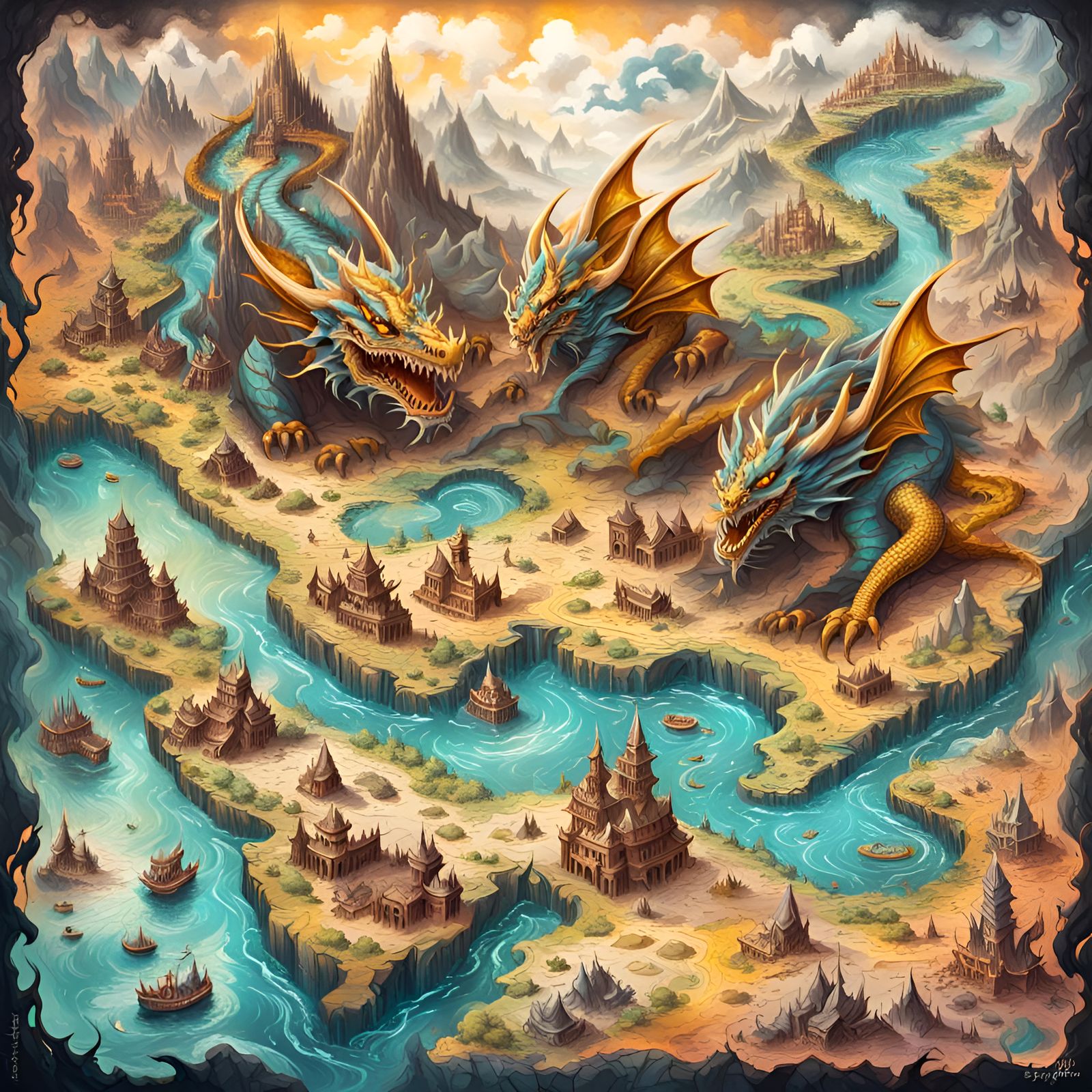 The Map of dragon world v2 - AI Generated Artwork - NightCafe Creator
