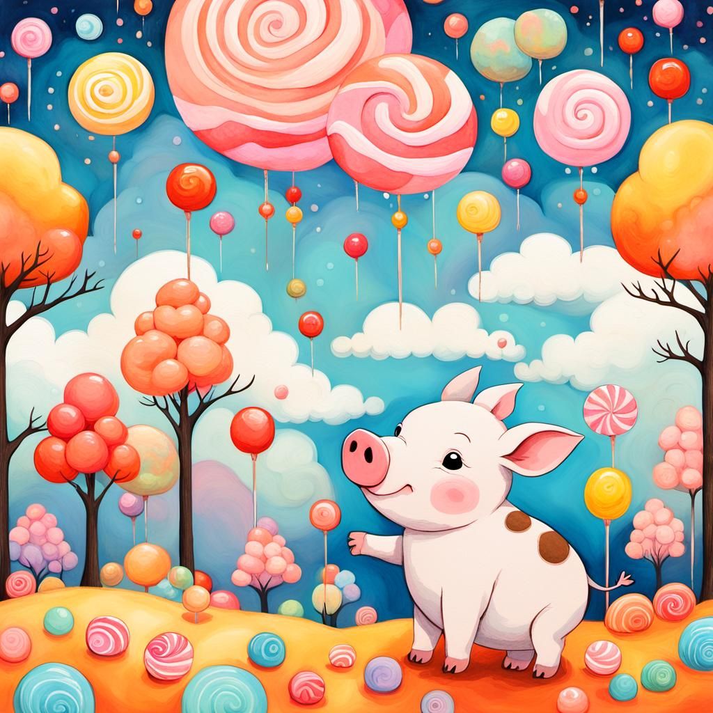 Sweet Candy Pig Party - AI Generated Artwork - NightCafe Creator