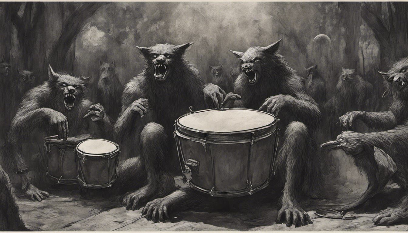 Werewolves Having A Drum Circle VI - AI Generated Artwork - NightCafe ...