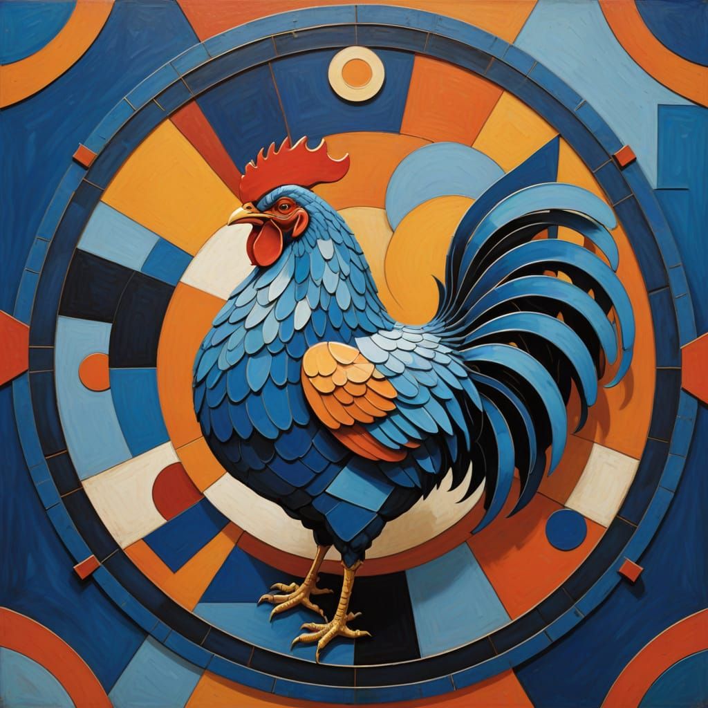 Abstract Shield with Chicken Emblem in Bold, Vibra... - AI Art