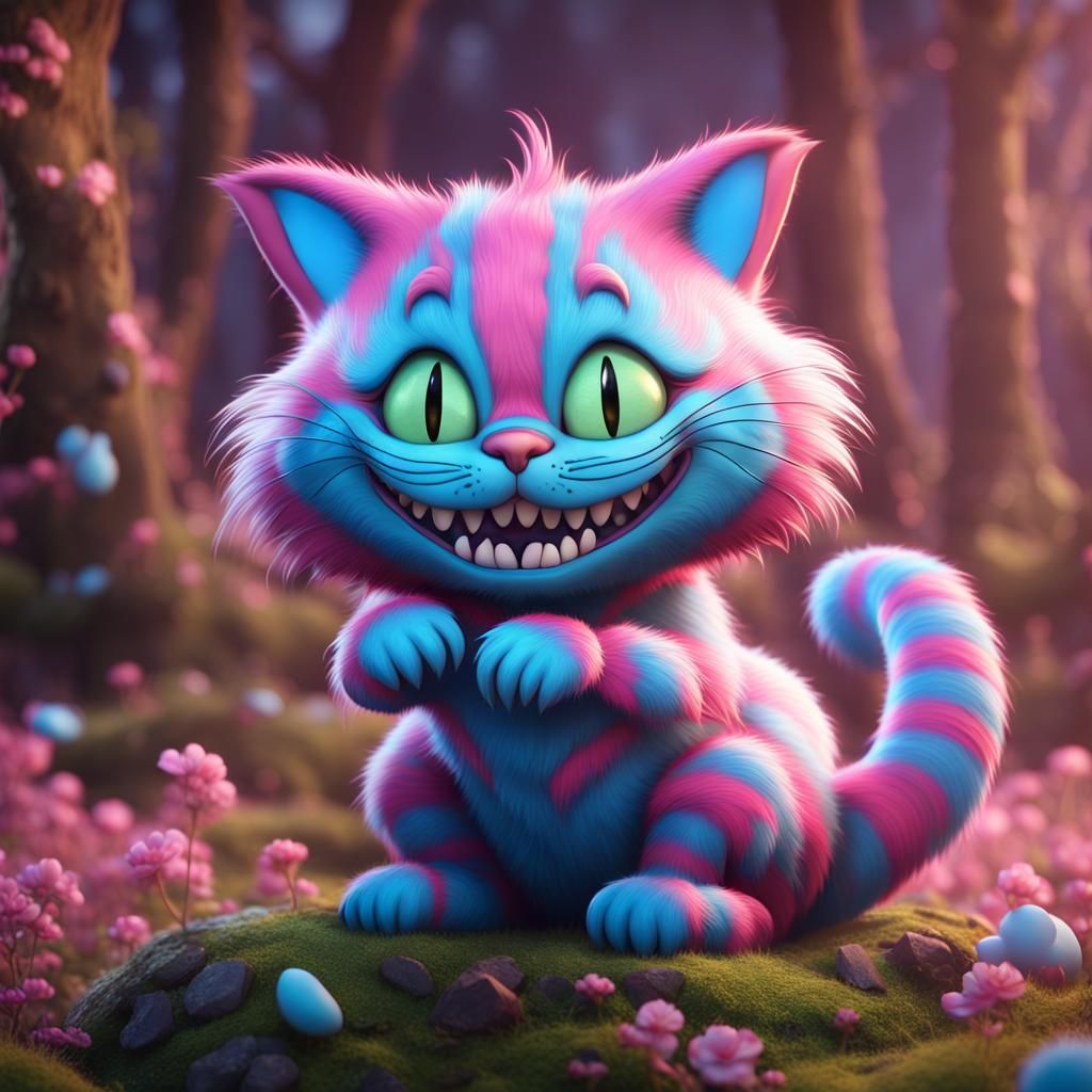 Pink and Blue Cheshire Cat - AI Generated Artwork - NightCafe Creator